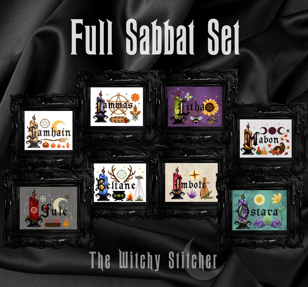 FULL Sabbat Cross Stitch Pattern Set ~ Bundle, Samhain, Yule, Imbolc ...