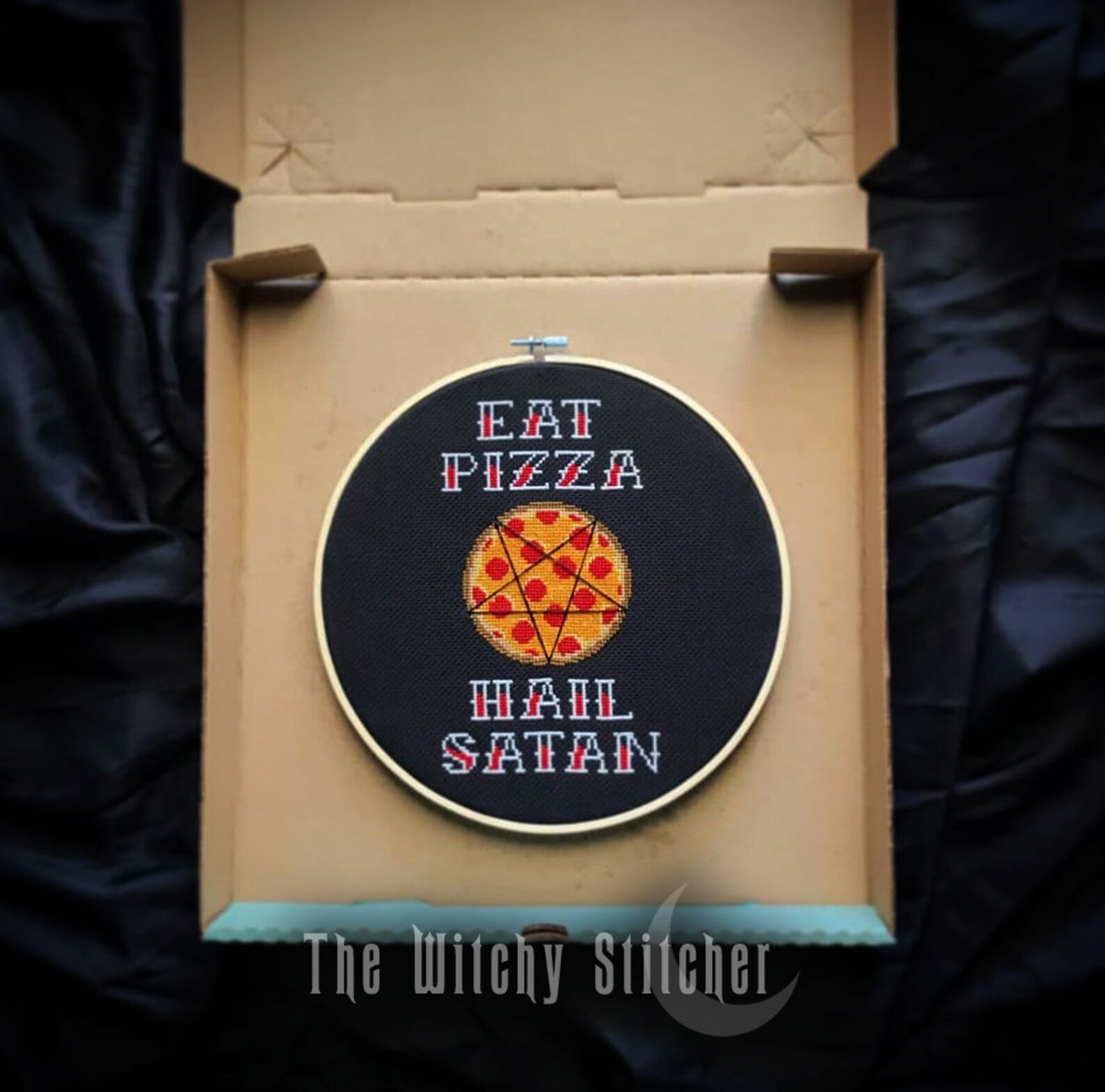 Eat Pizza Hail Satan Occult Cross Stitch Pattern Funny | Etsy