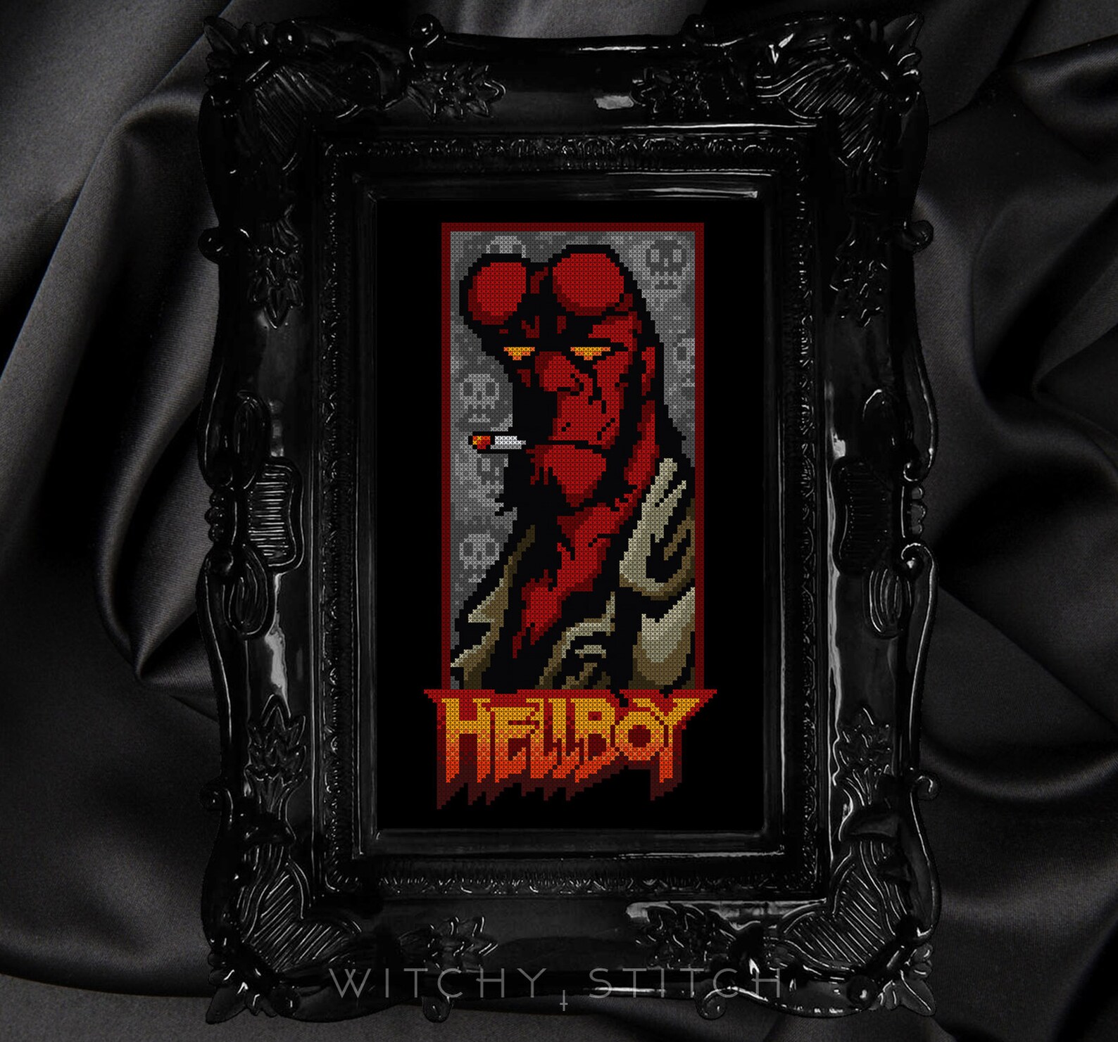Hellboy - Cross Stitch Pattern - 3 Versions! Modern, Comic Book, Dark ...