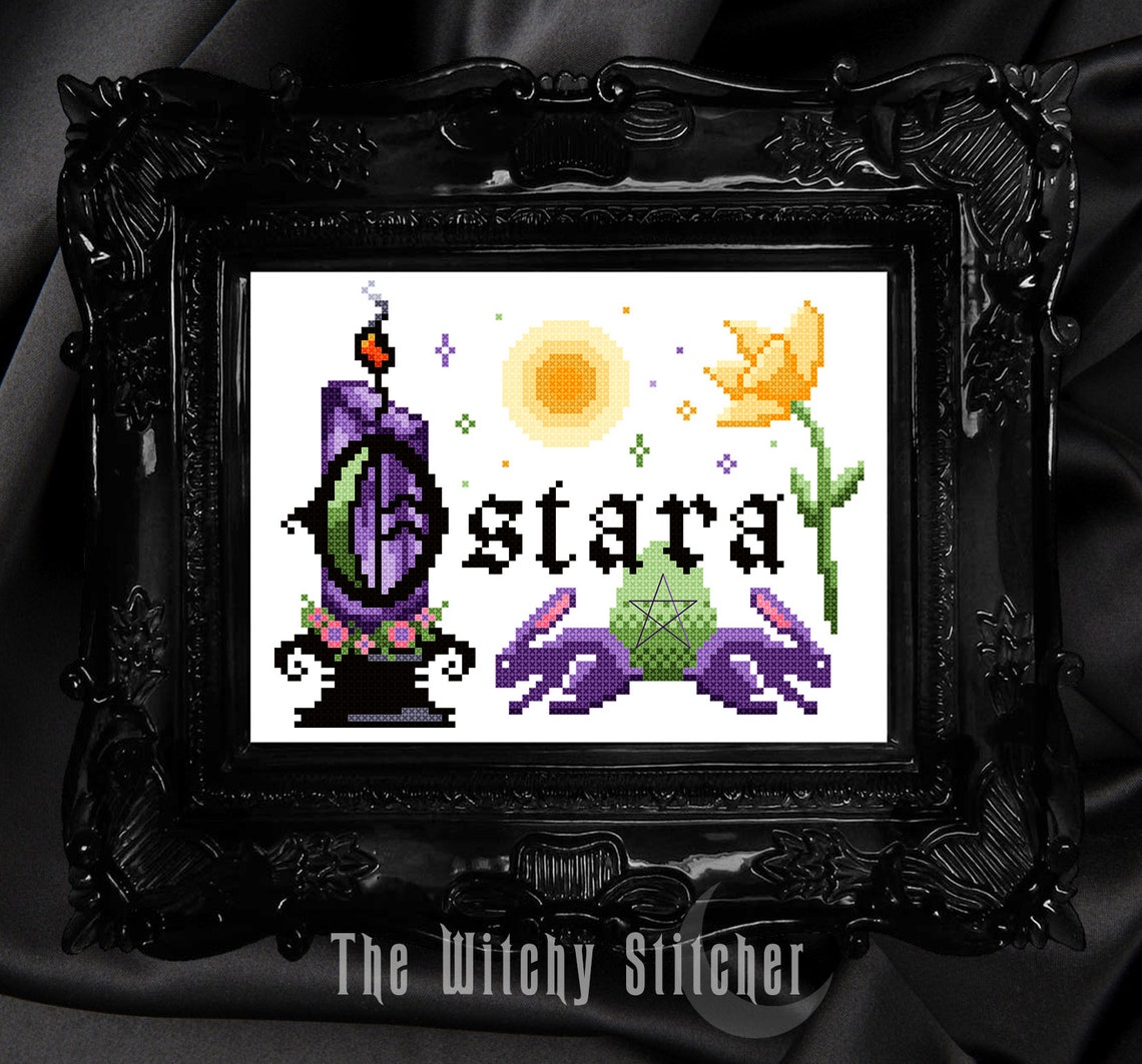 Ostara Cross Stitch Pattern Modern Witchy Gothic | Etsy