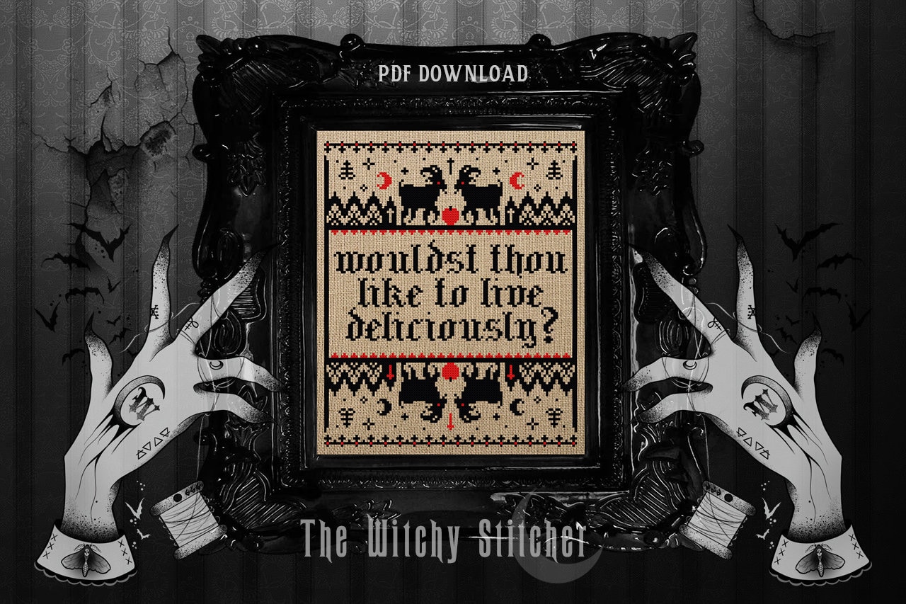 Wouldst Thou Like to Live Deliciously Occult Cross Stitch | Etsy