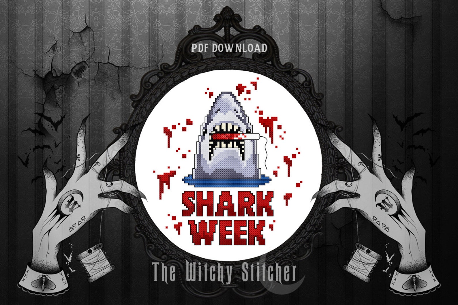 Shark Week Tampon Cross Stitch Pattern Modern Funny - Etsy Australia