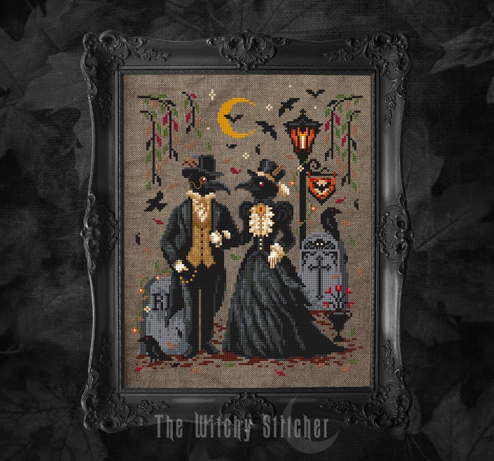 A Graveyard Wander - Gothic Cross Stitch Pattern - Ravens, Crows ...
