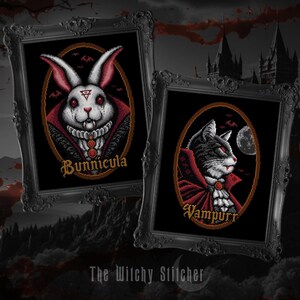 Vampurr - Cross Stitch Pattern - Vampire, Cat, Gothic, Bats, Moon ...