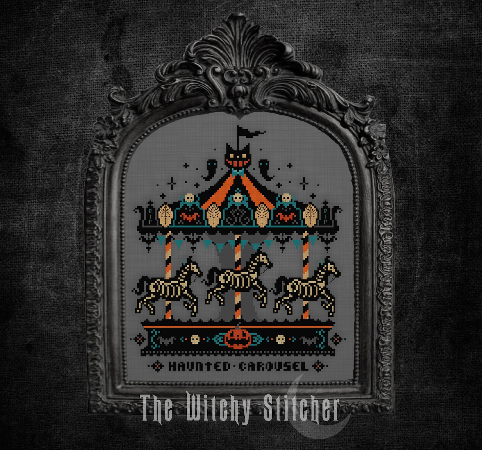 Vintage Haunted Carousel Cross Stitch Pattern Creepy - Etsy