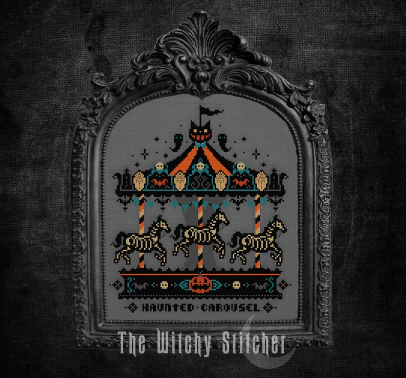 Vintage Haunted Carousel Cross Stitch Pattern Creepy - Etsy