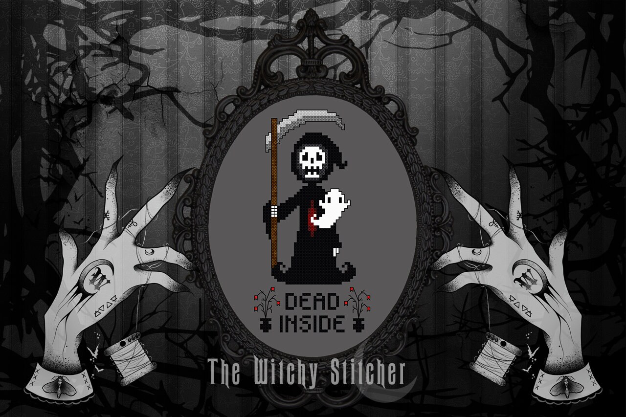 Dead Inside - Grim Reaper - Cross Stitch Pattern ~ Ghost, Gothic ...