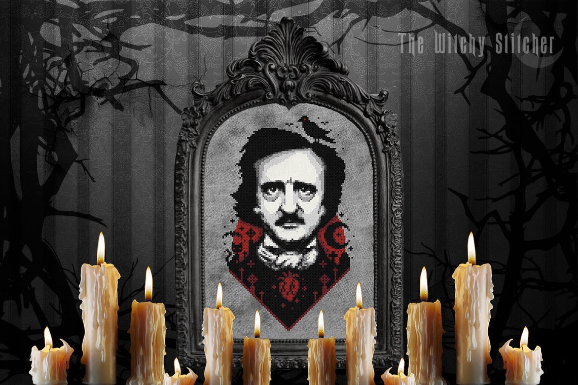 Edgar Allan Poe Master of the Macabre Gothic Cross Stitch - Etsy