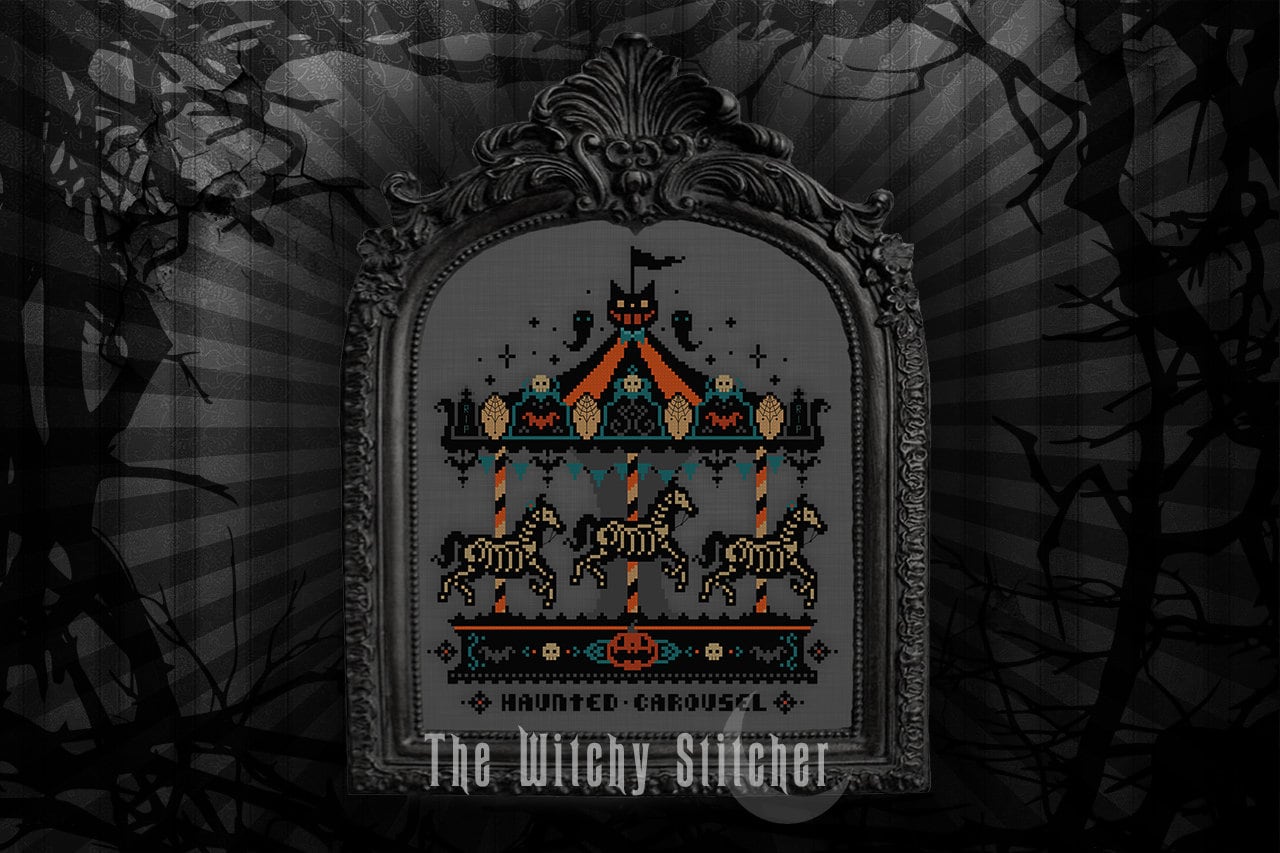 Vintage Haunted Carousel Cross Stitch Pattern Creepy - Etsy