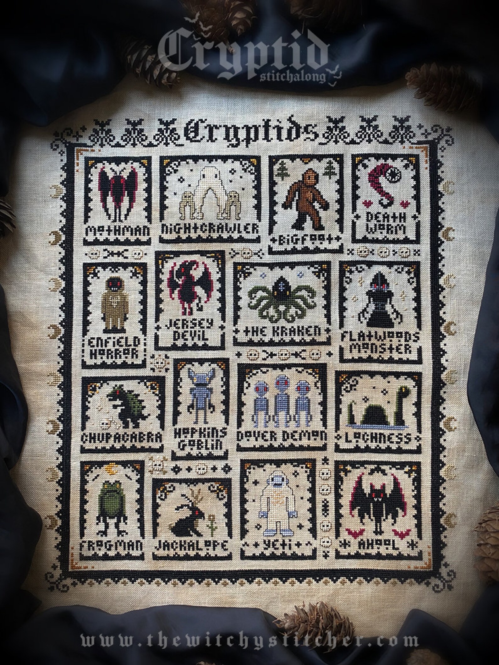 Cryptid Stitchalong SAL Cross Stitch Pattern Mystery, Gothic ...