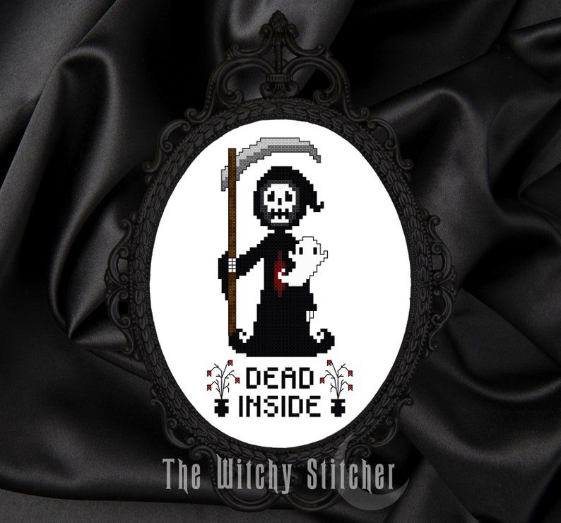 Dead Inside - Grim Reaper - Cross Stitch Pattern ~ Ghost, Gothic ...