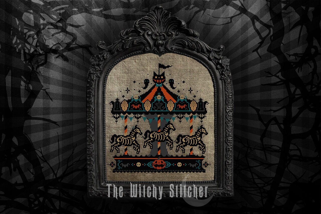 Vintage Haunted Carousel Cross Stitch Pattern Creepy - Etsy