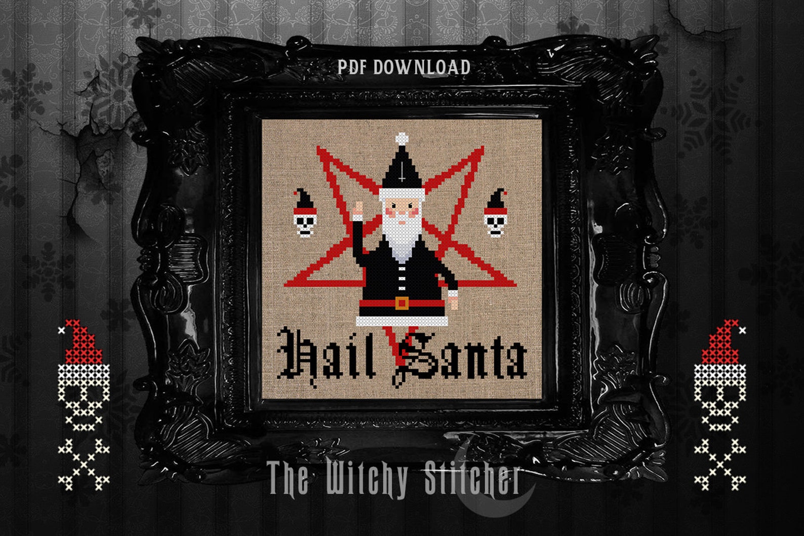 Hail Santa Cross Stitch Pattern Modern Macabre Gothic | Etsy