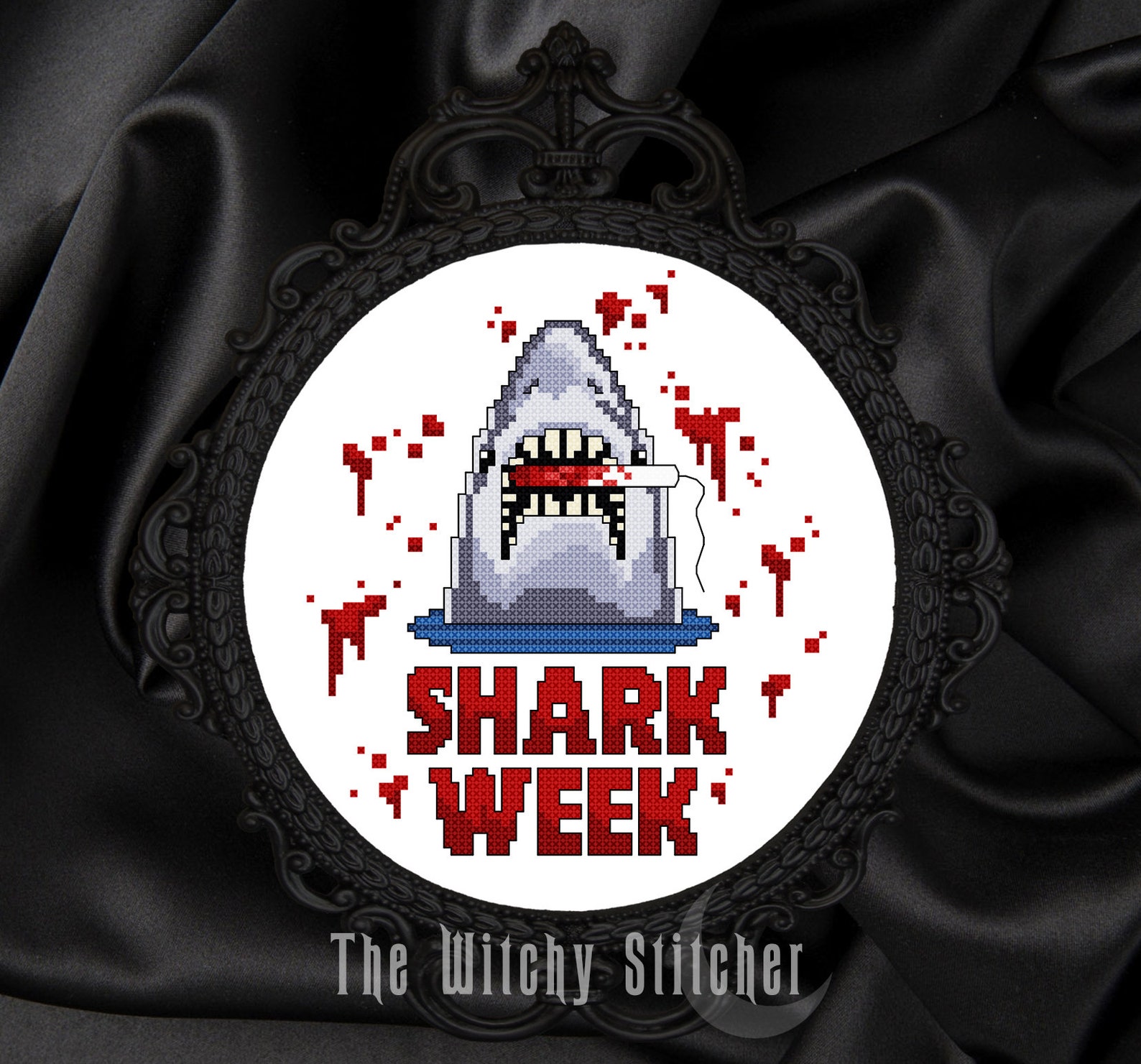 Shark Week Tampon Cross Stitch Pattern Modern Funny - Etsy Australia
