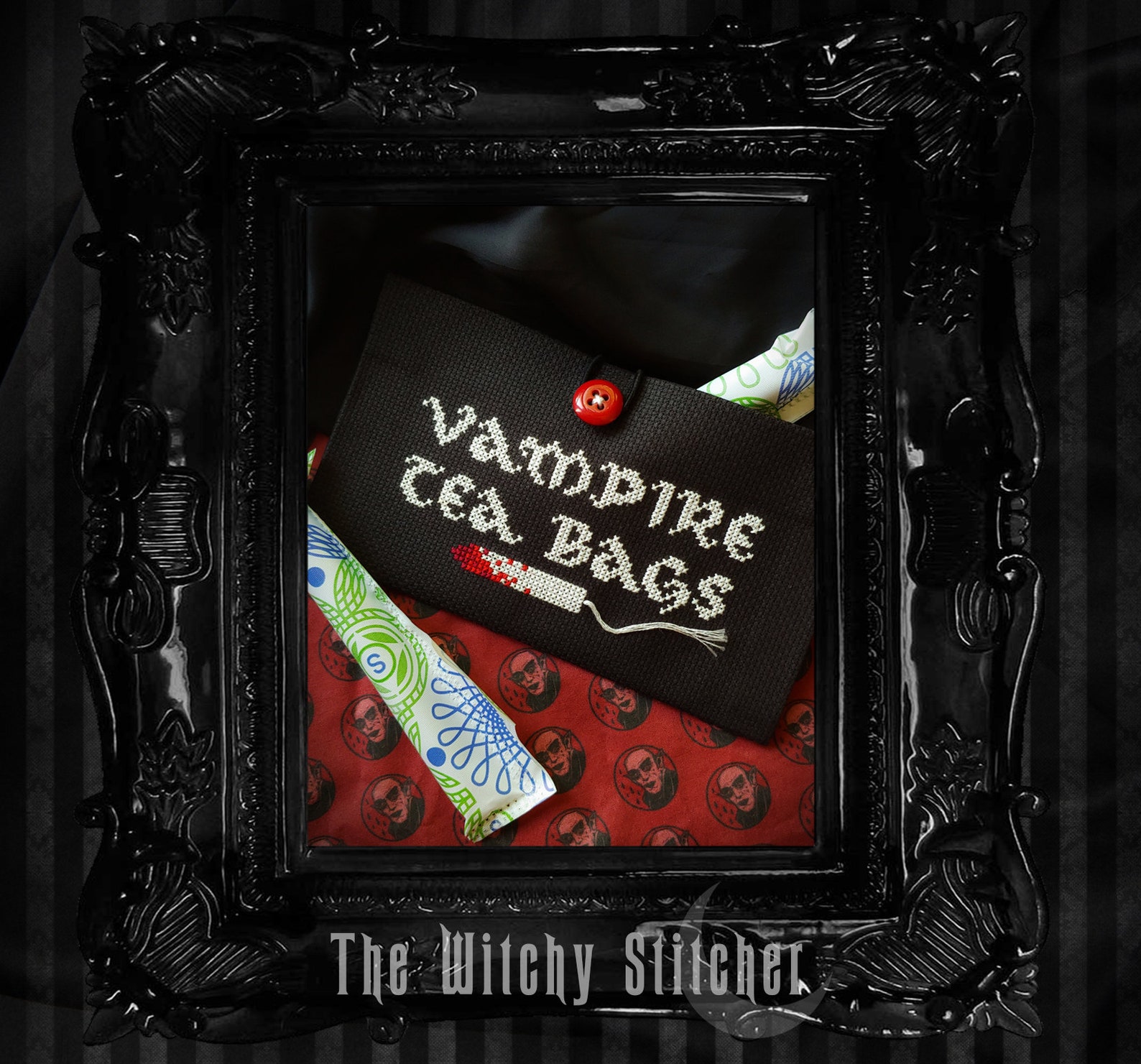 Vampire Tea Bags ~ Gothic Cross Stitch Pattern - Tampon, Period ...