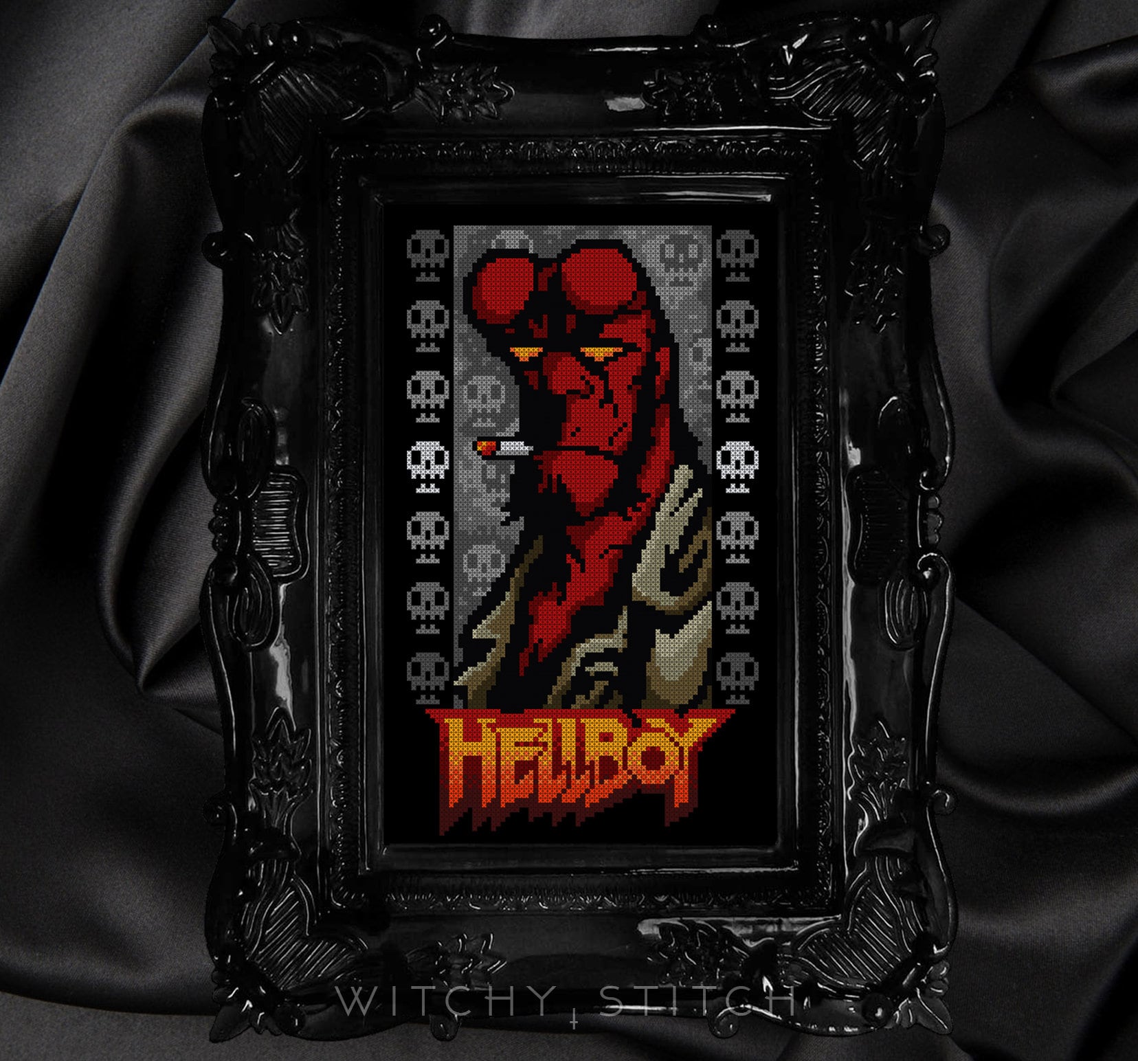 Hellboy - Cross Stitch Pattern - 3 Versions! Modern, Comic Book, Dark ...