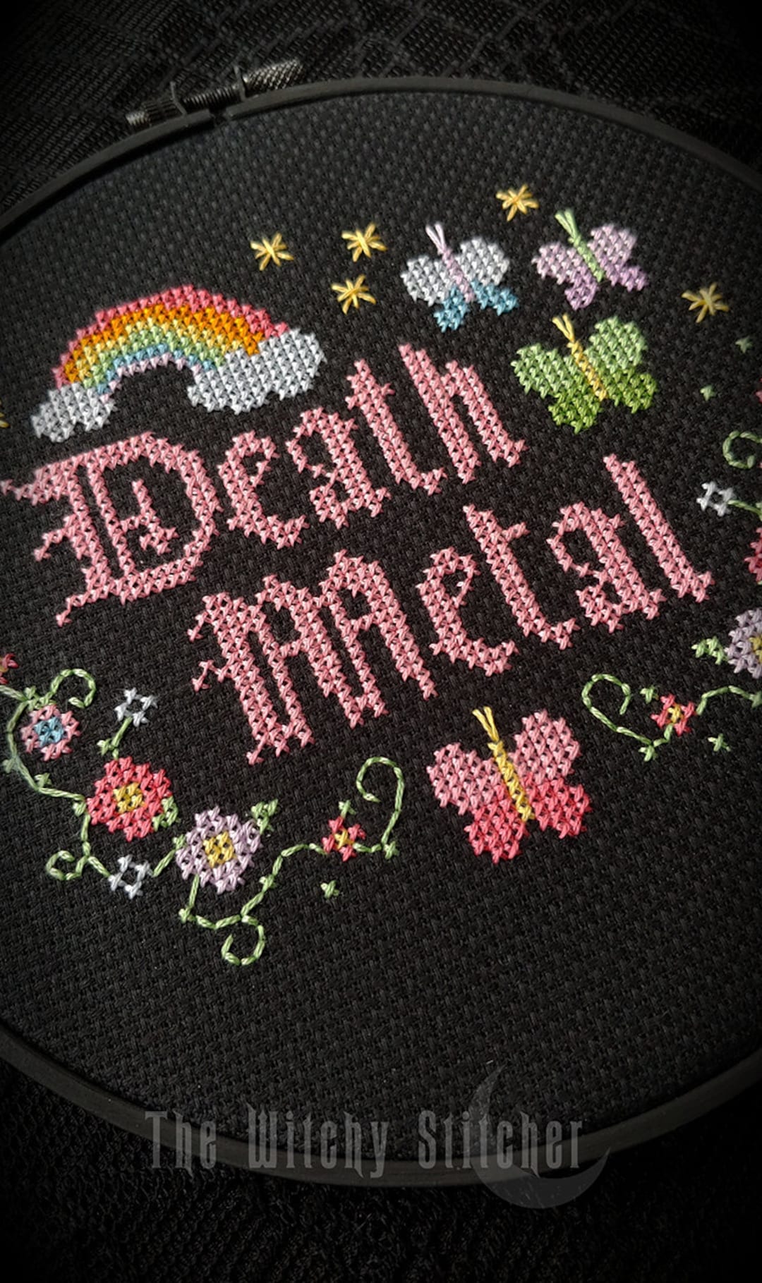 Death Metal - Gothic Cross Stitch Pattern - Hail Satan, Black Metal ...