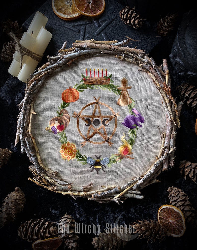Wheel of the Year Cross Stitch Pattern Pagan Wicca - Etsy