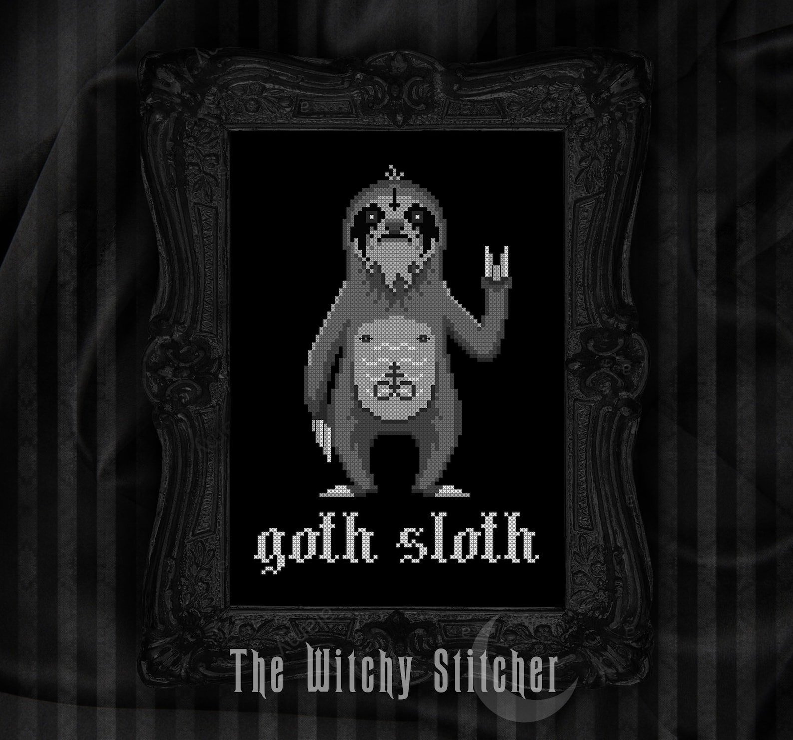 Goth Sloth Cross Stitch Pattern Gothic Animal Corpse - Etsy