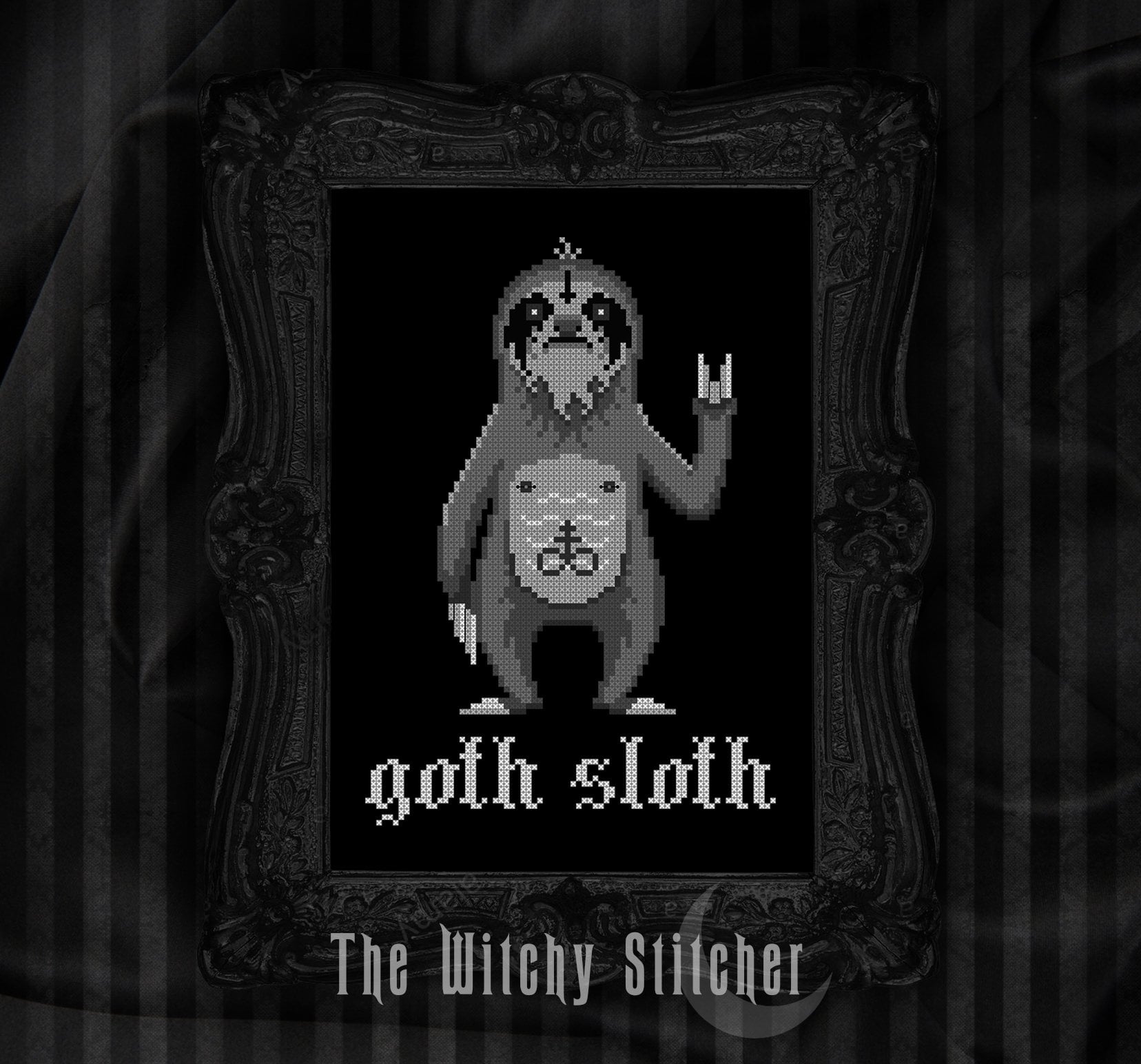 Goth Sloth Cross Stitch Pattern Gothic Animal Corpse - Etsy Australia