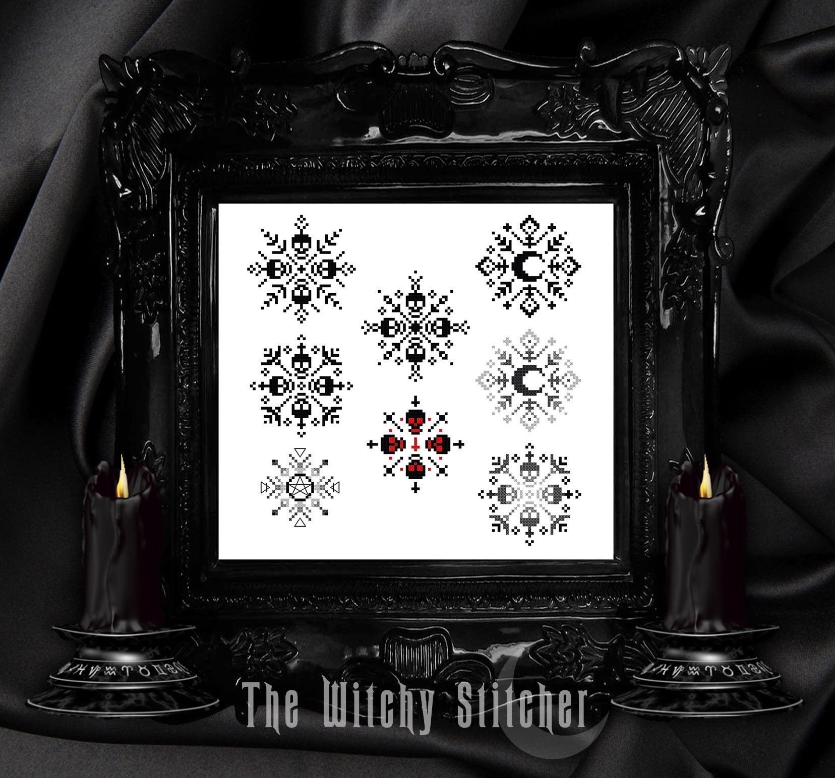 Gothic Snowflake Set Cross Stitch Pattern Modern Macabre | Etsy UK