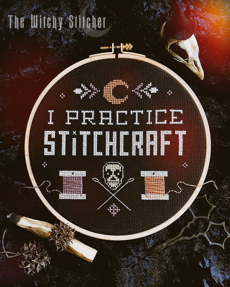 I Practice Stitchcraft Gothic Cross Stitch Pattern Wiccan | Etsy