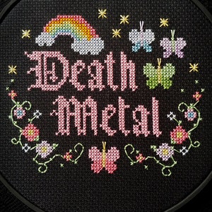 Death Metal - Gothic Cross Stitch Pattern - Hail Satan, Black Metal ...