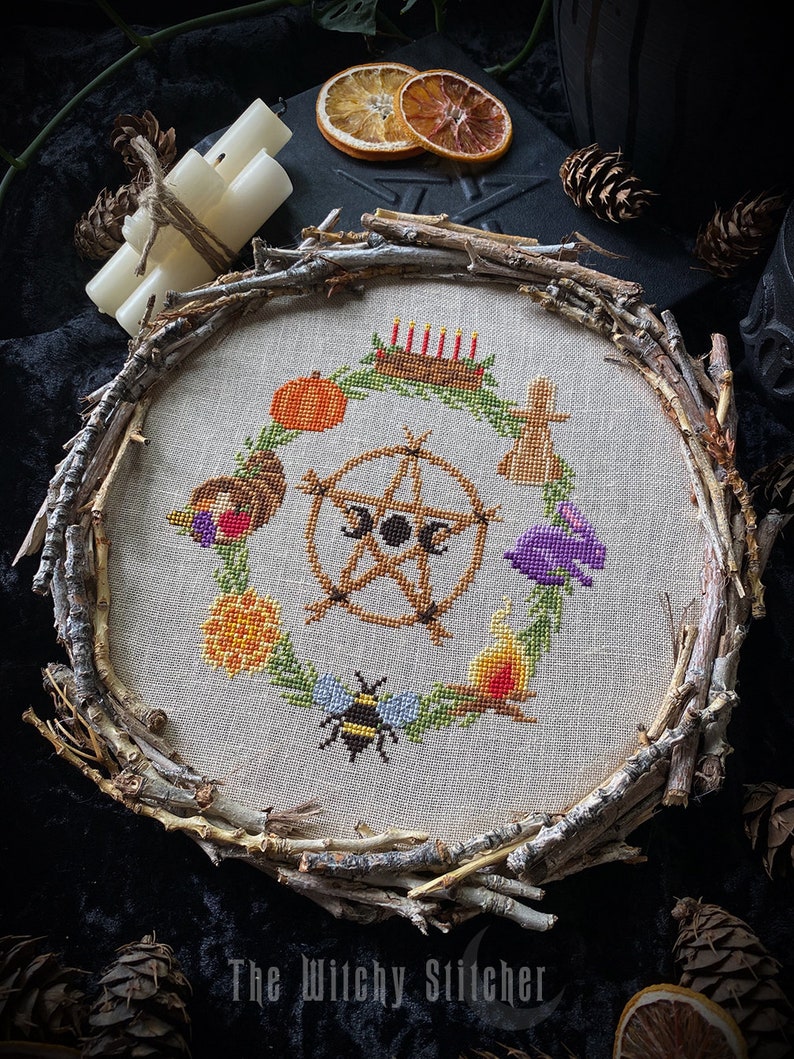 Wheel of the Year Cross Stitch Pattern Pagan Wicca - Etsy