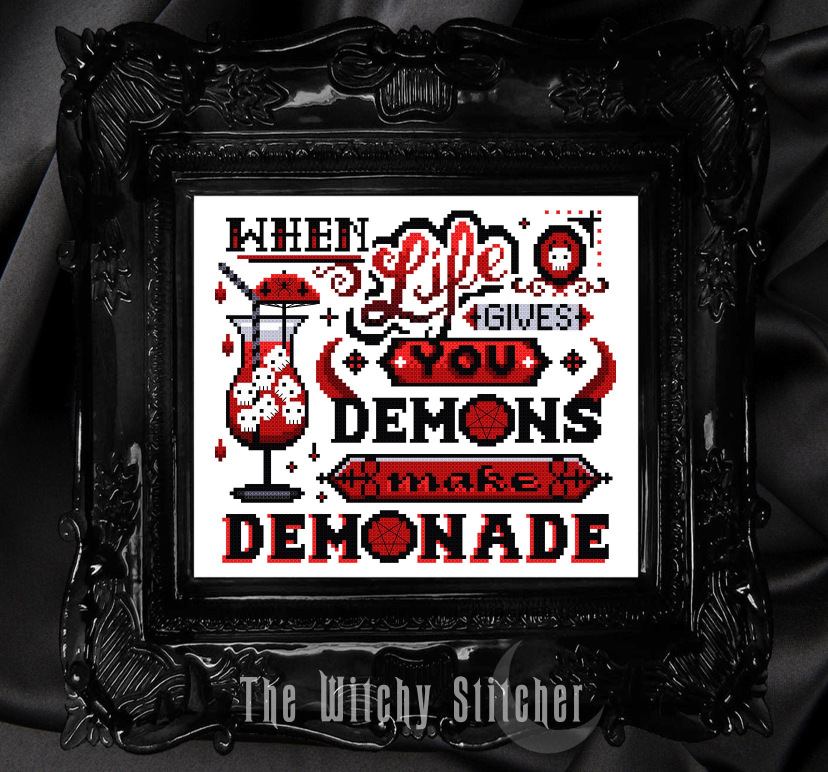 When Life Gives You Demons Make Demonade Occult Cross Stitch - Etsy Canada