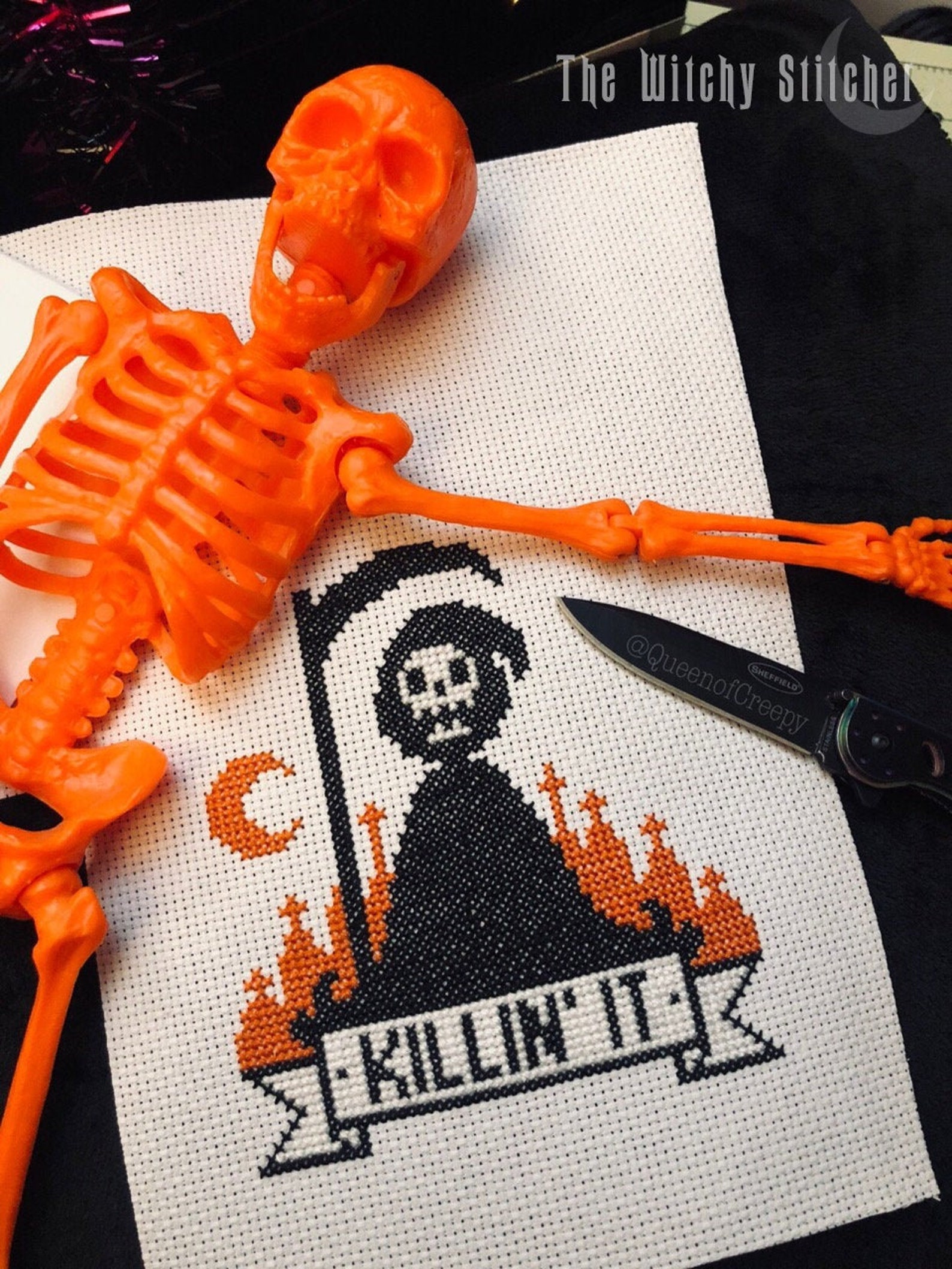 Killin It Grim Reaper Gothic Cross Stitch Pattern Modern - Etsy Canada