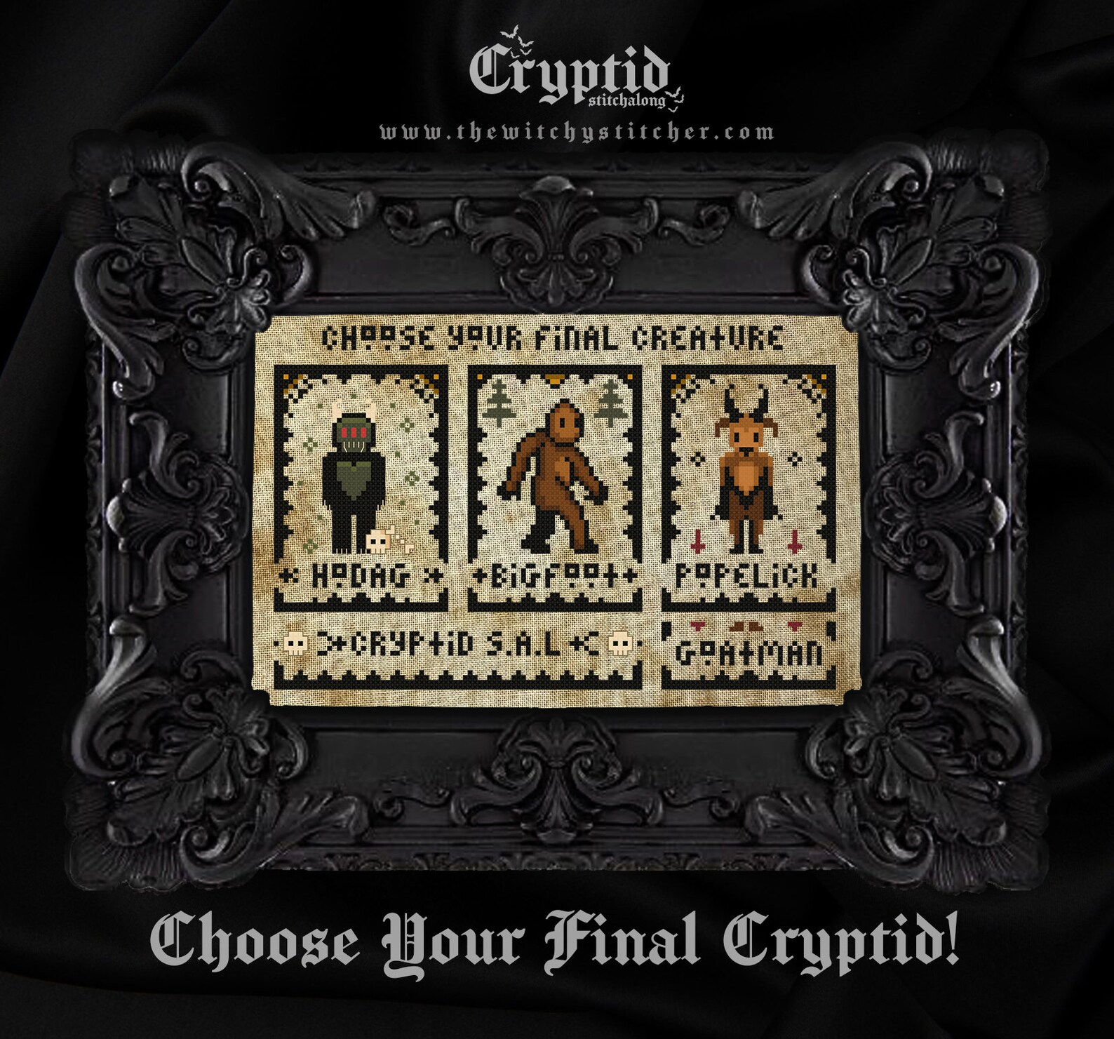 Cryptid Stitchalong SAL Cross Stitch Pattern Mystery, Gothic ...