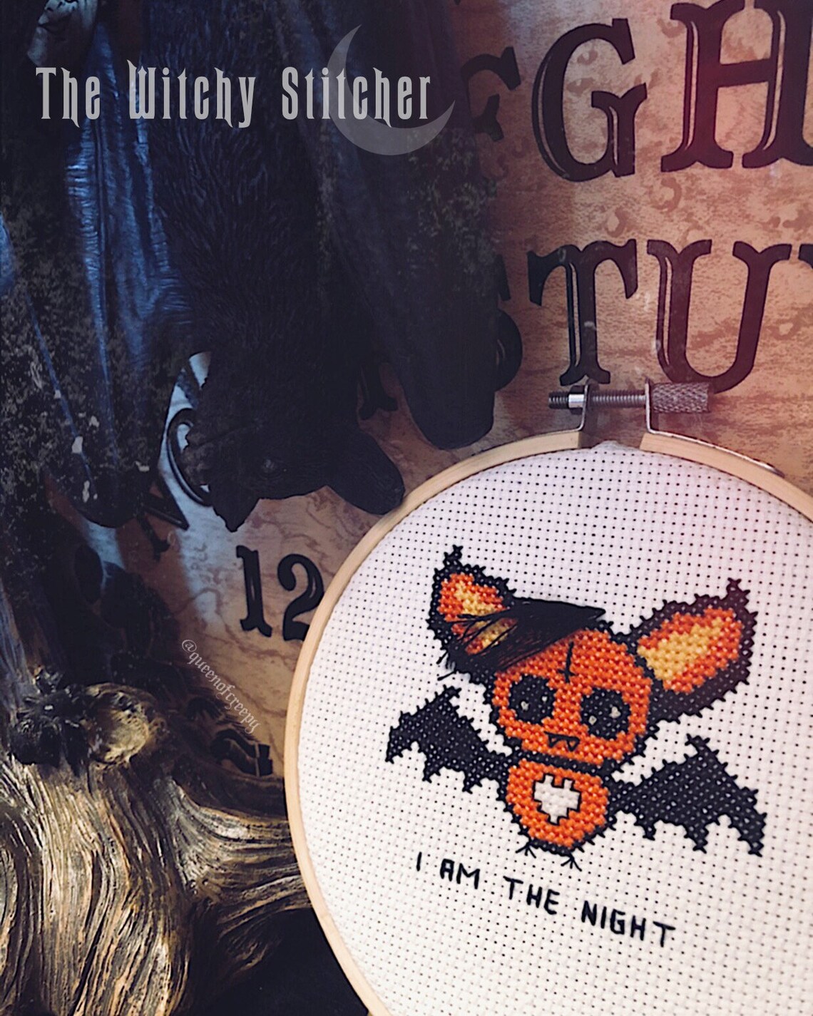 I Am the Night Pink Bat Cross Stitch Pattern Gothic | Etsy Canada
