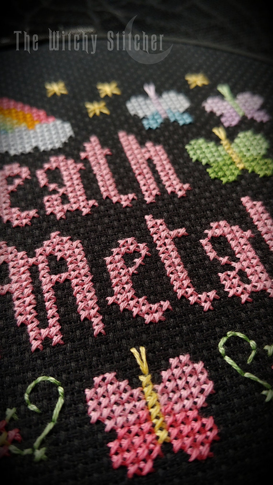 Death Metal Gothic Cross Stitch Pattern Hail Satan Black | Etsy Canada