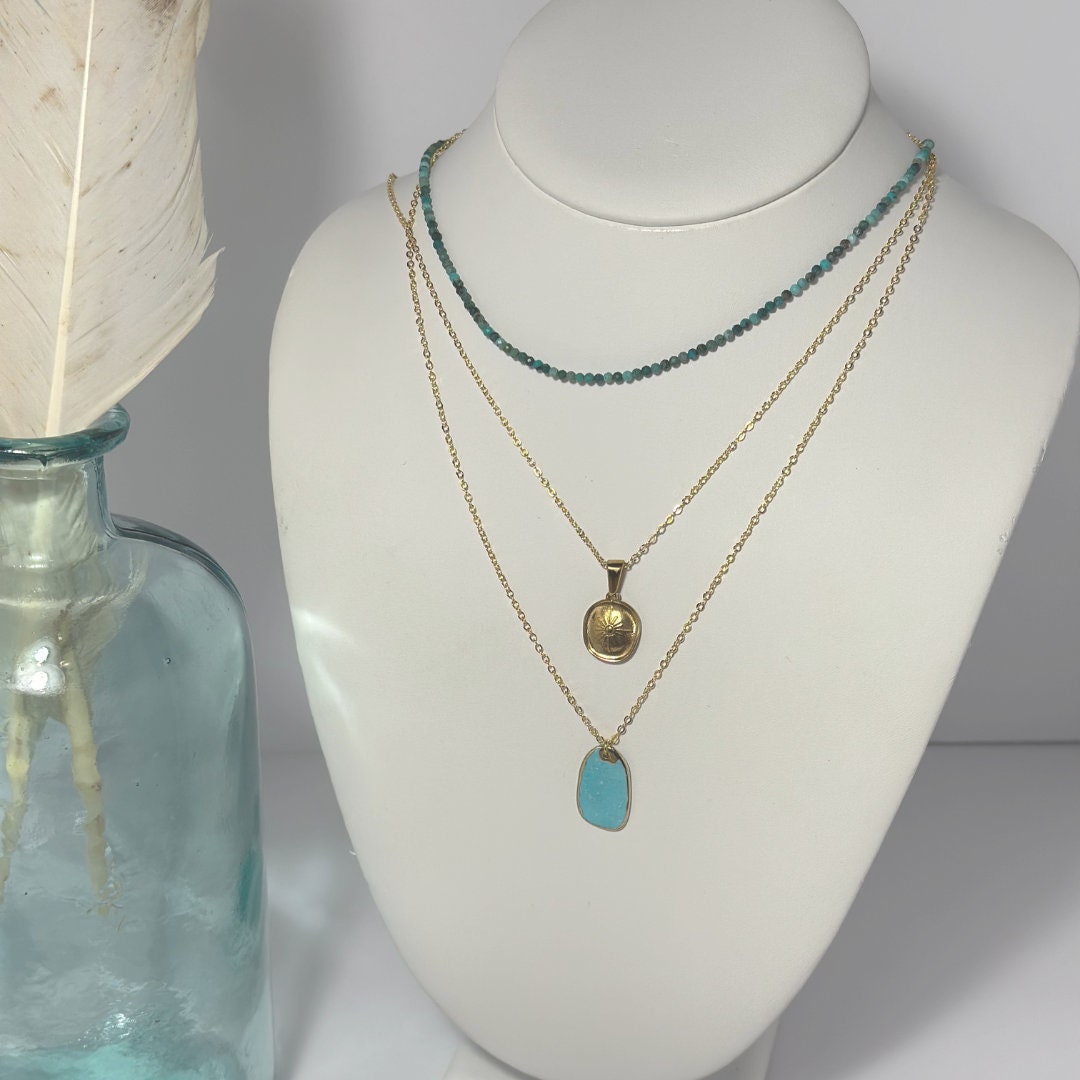 Turquoise Slab Necklace Gold Filled, Jewelry, Pendant, Charm, Blue ...