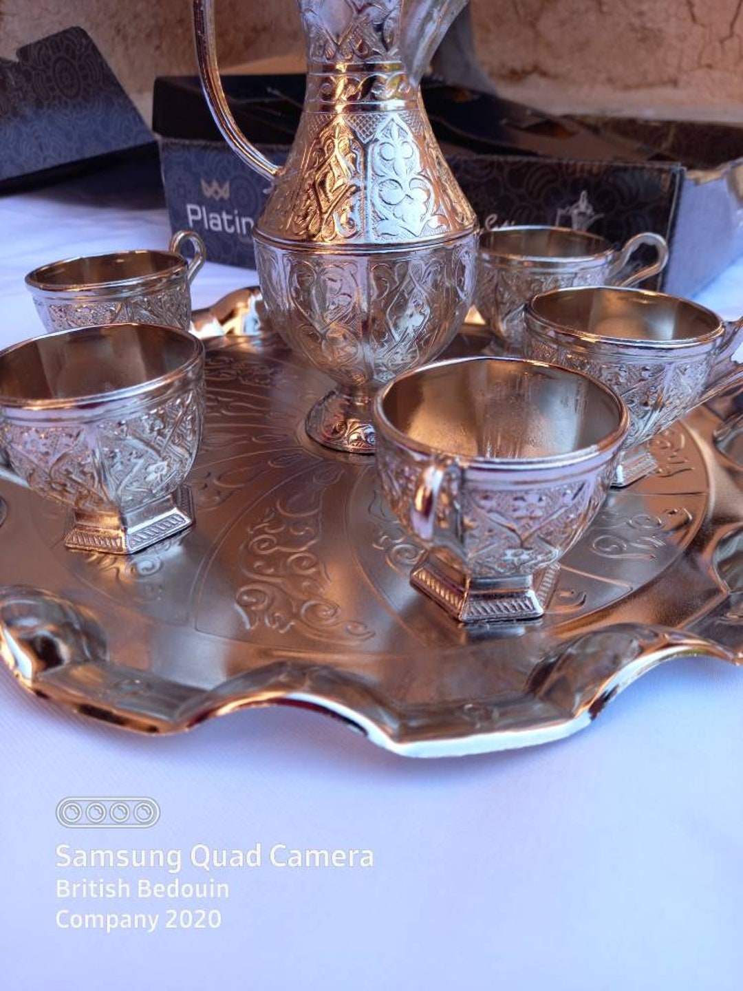 Beautiful Moroccan Tea Serving Set. Metal Tea Serving Set. Silver Tea ...