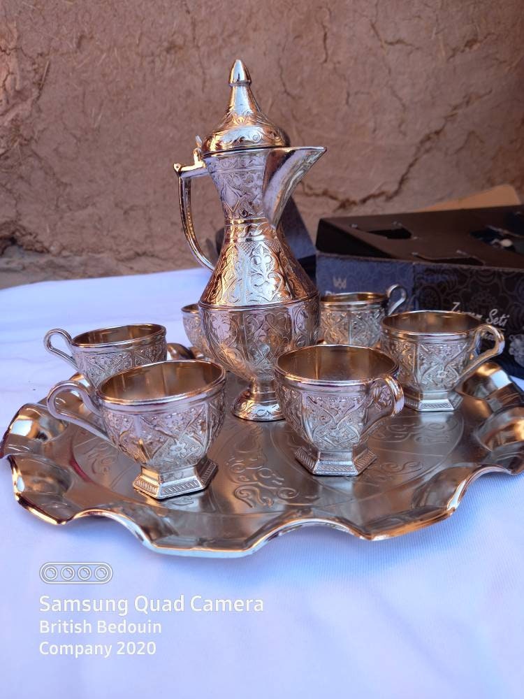 Beautiful Moroccan tea serving set. Metal tea serving set. | Etsy