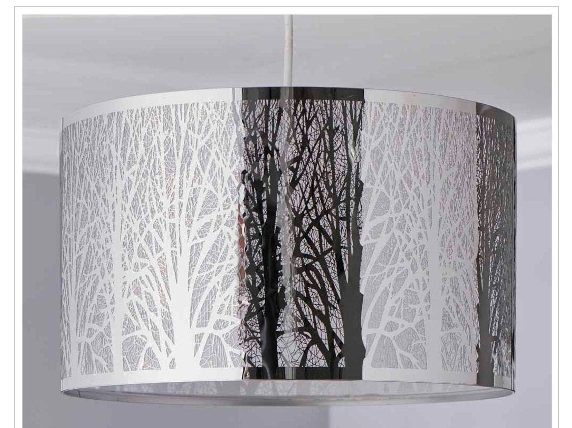 Silver Laser Cut Lamp Shade - Tree Design Ceiling Light - Etsy