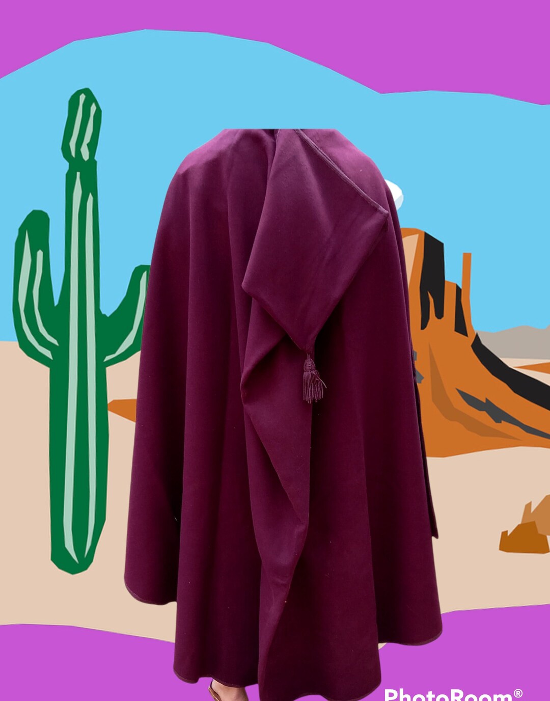 Luxury Pure Wool Hooded Moroccan Cape. Winter Wool Hooded Cape. Deep ...