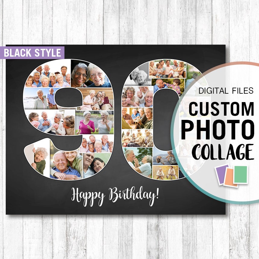 90th Birthday Gift 90th Birthday Poster Photo Collage Gift | Etsy