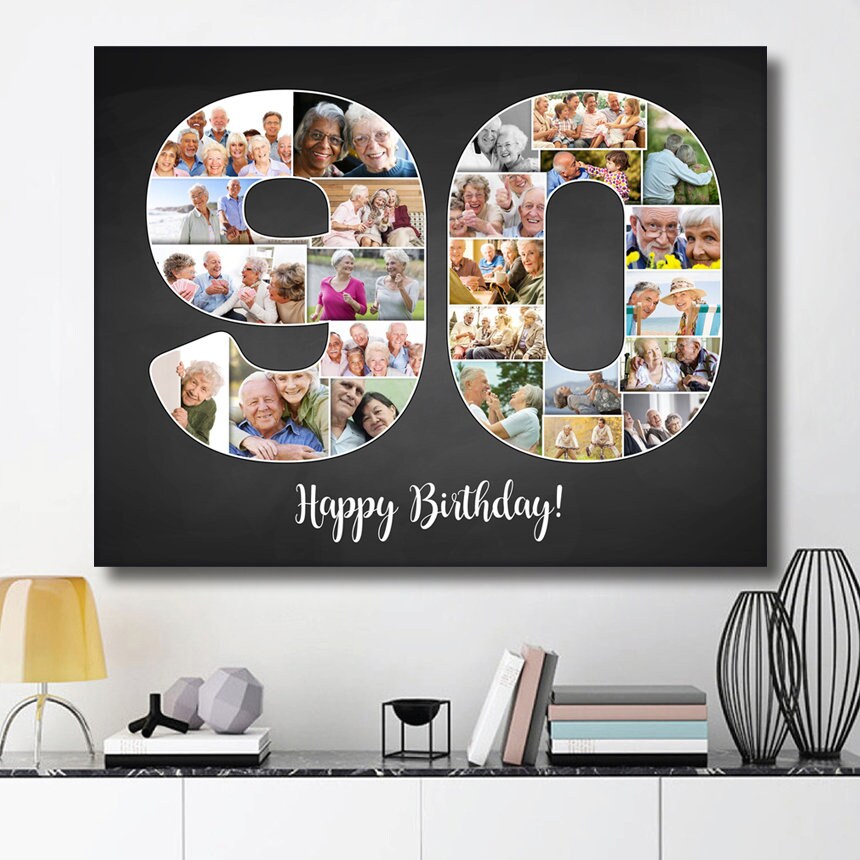 90th Birthday Gift 90th Birthday Poster Photo Collage Gift | Etsy