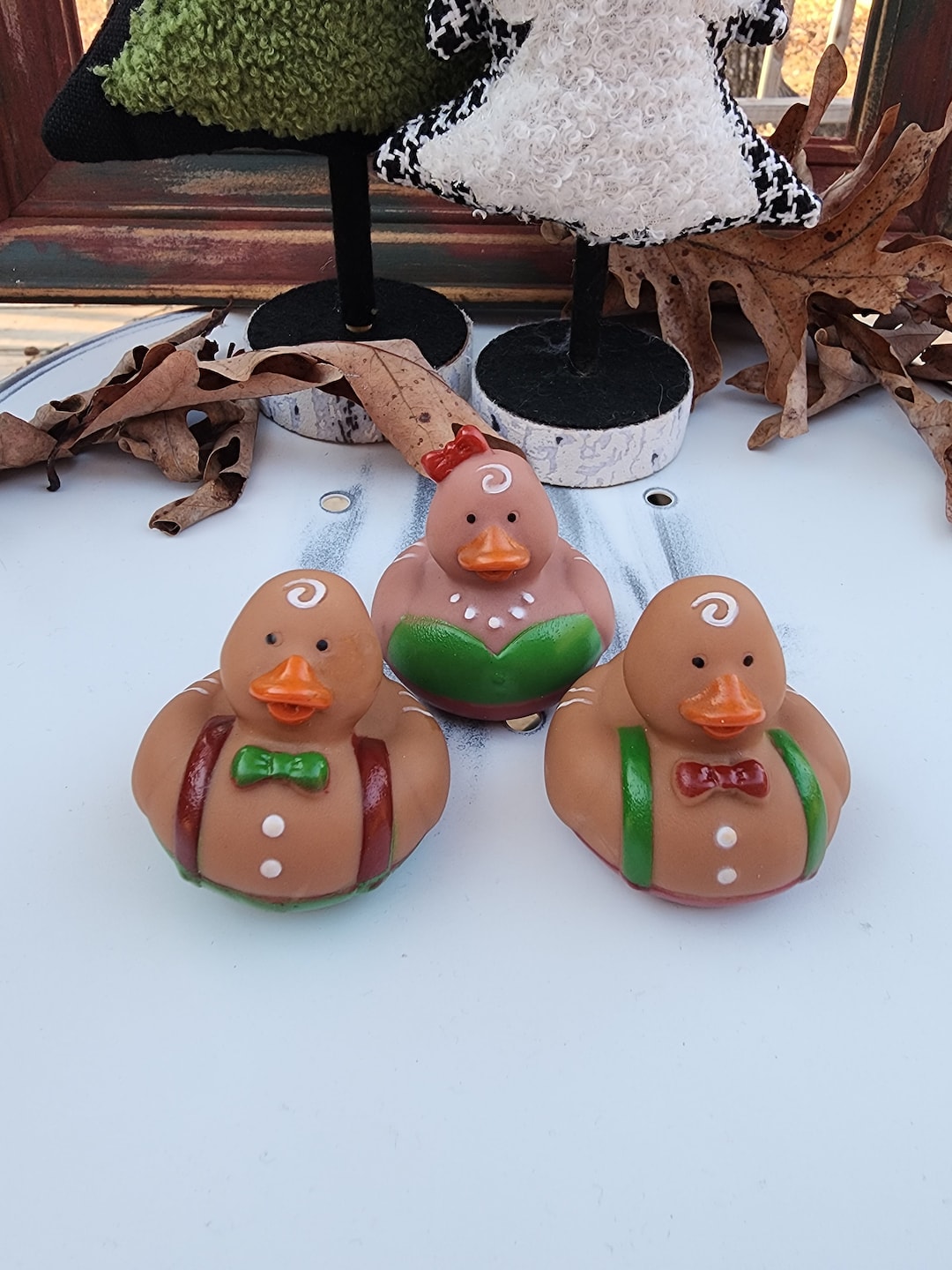 Gingerbread Cookie Themed Rubber Duck Ducks Green Red Brown White ...