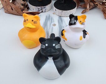 Cat Kitty Animal Themed Rubber Duck Ducks Orange Black Spotted ...