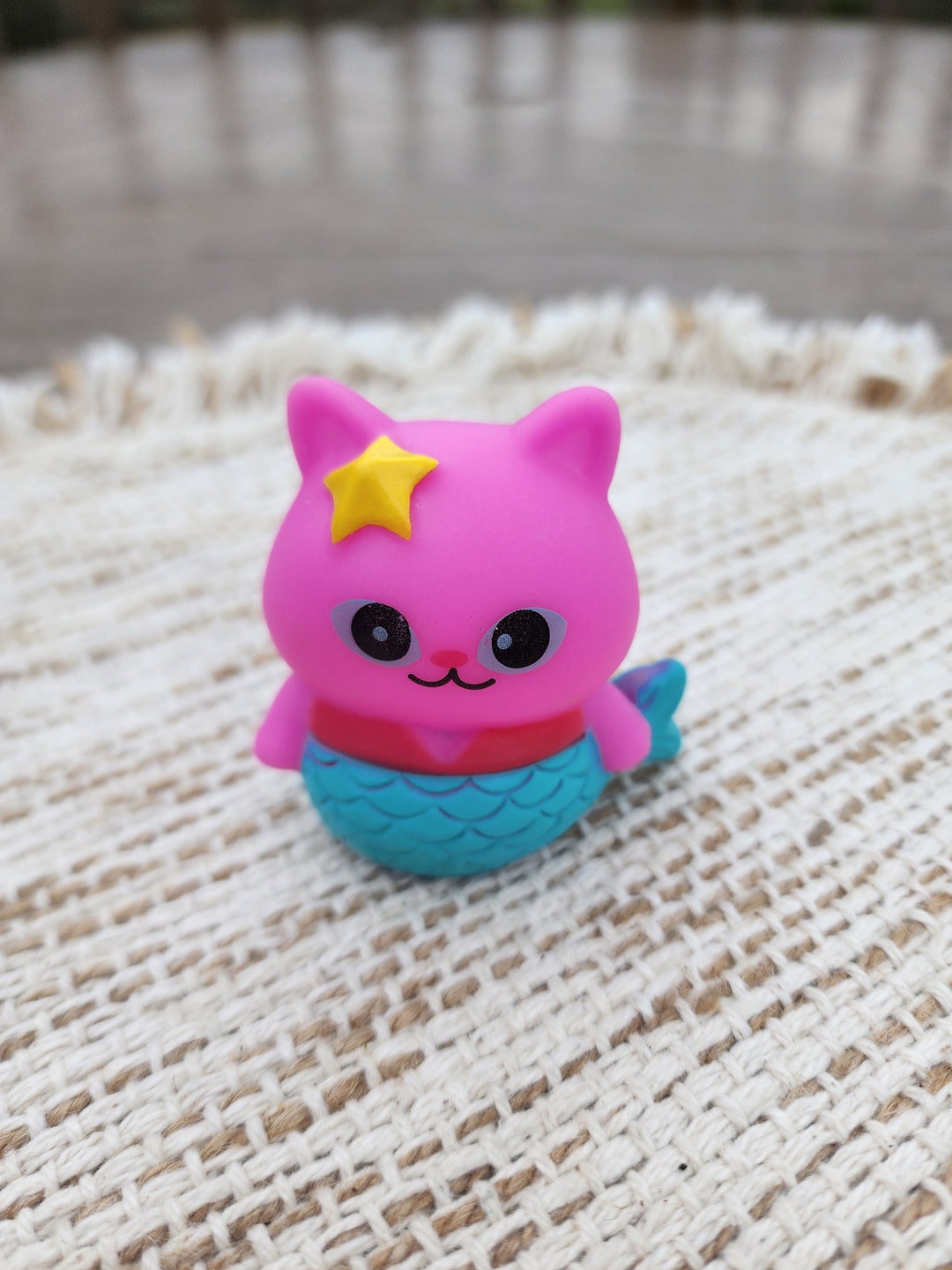 Mermaid Cat Kitty Themed Pink Rubber Figure Figures Rubber Animal ...