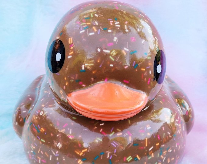 Large Chocolate Sprinkle Rubber Duck Cute Novelty Gift Donut Lover Gift ...