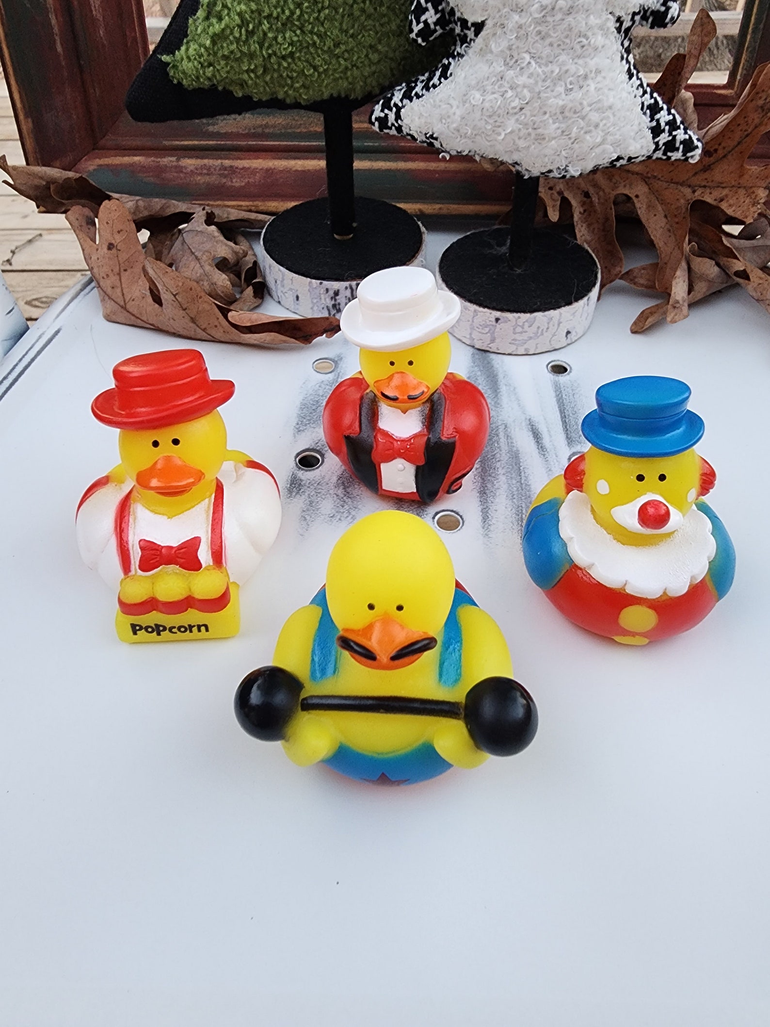 Circus Carnival Themed Yellow Rubber Duck Ducks Clown Weightlifter ...