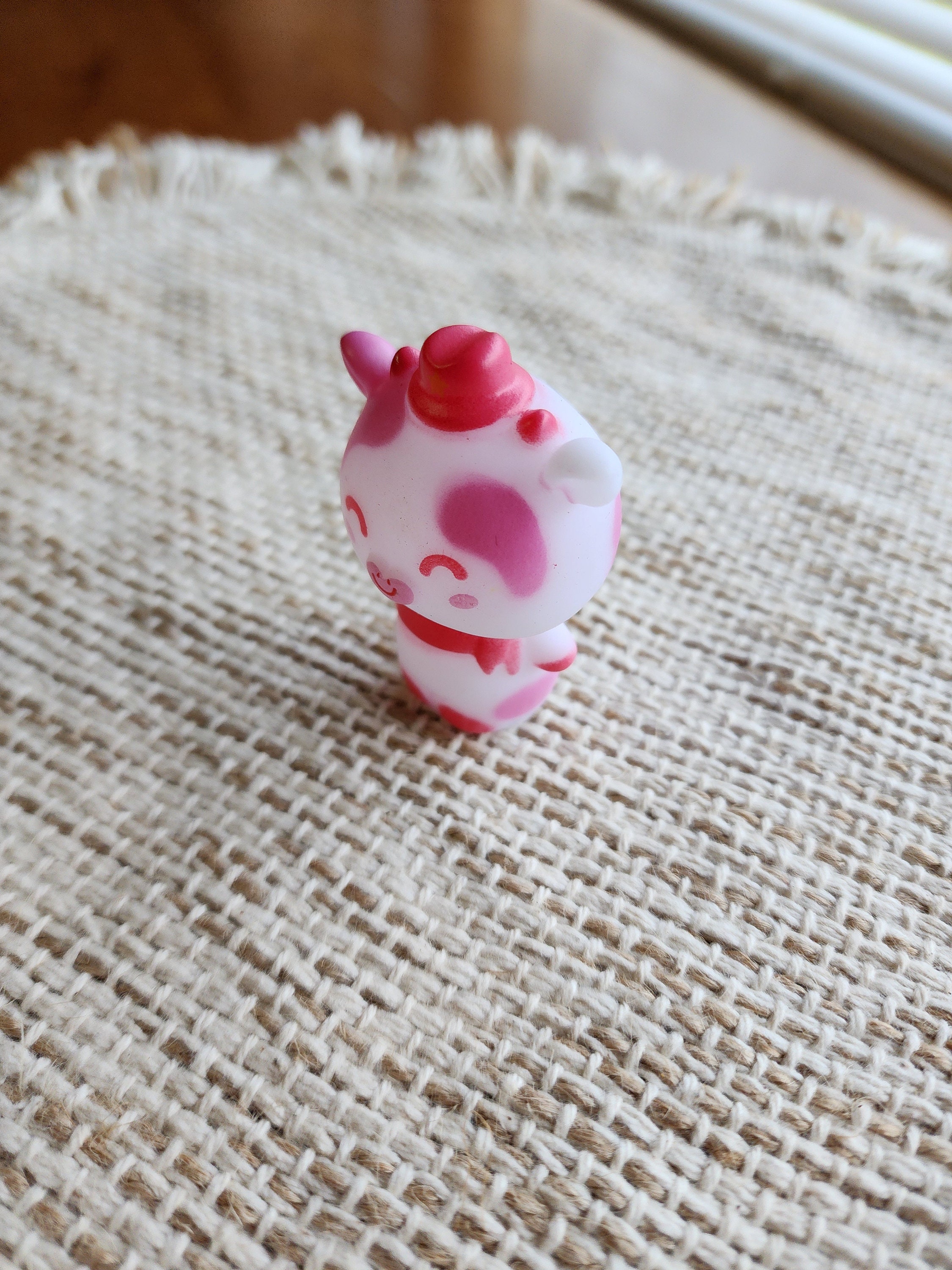 Pink Cowboy Cow Farm Animal Themed Pink Rubber Figure Rubber Animal ...