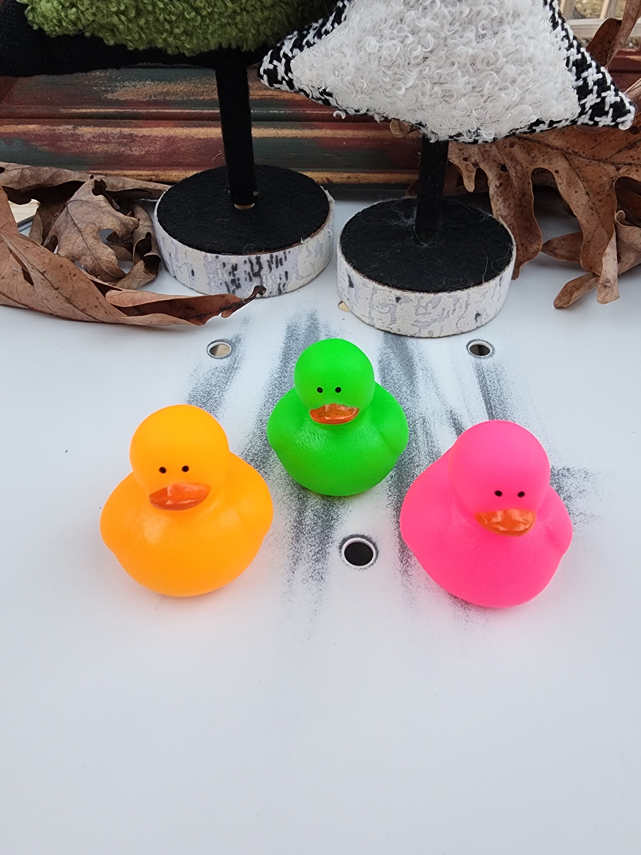 Bright Mini Neon Themed Rubber Duck Ducks Green Orange Pink Individuals ...