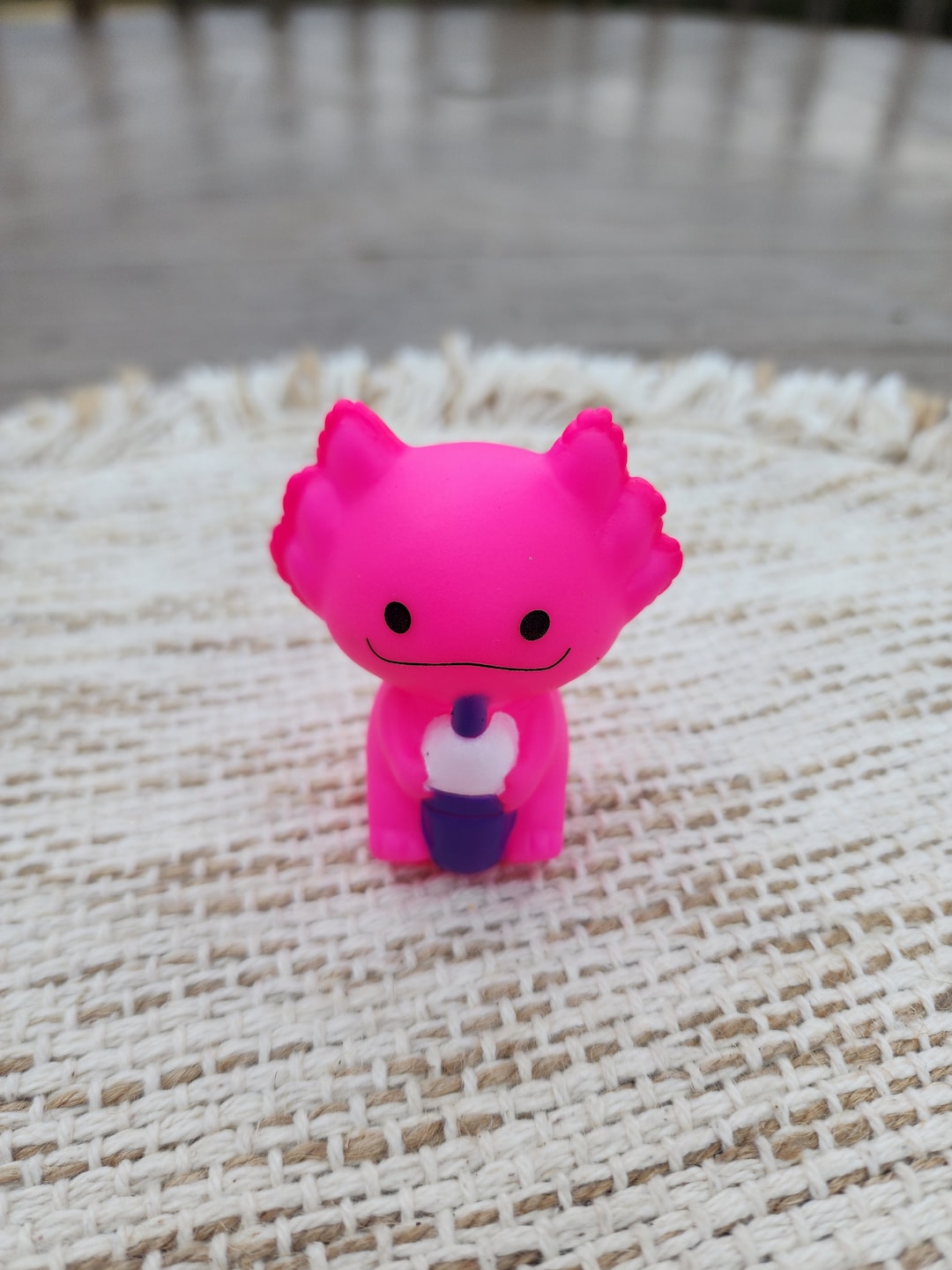 Pink Rubber Axolotl Figure: Slurpee Drinking Animal - Etsy