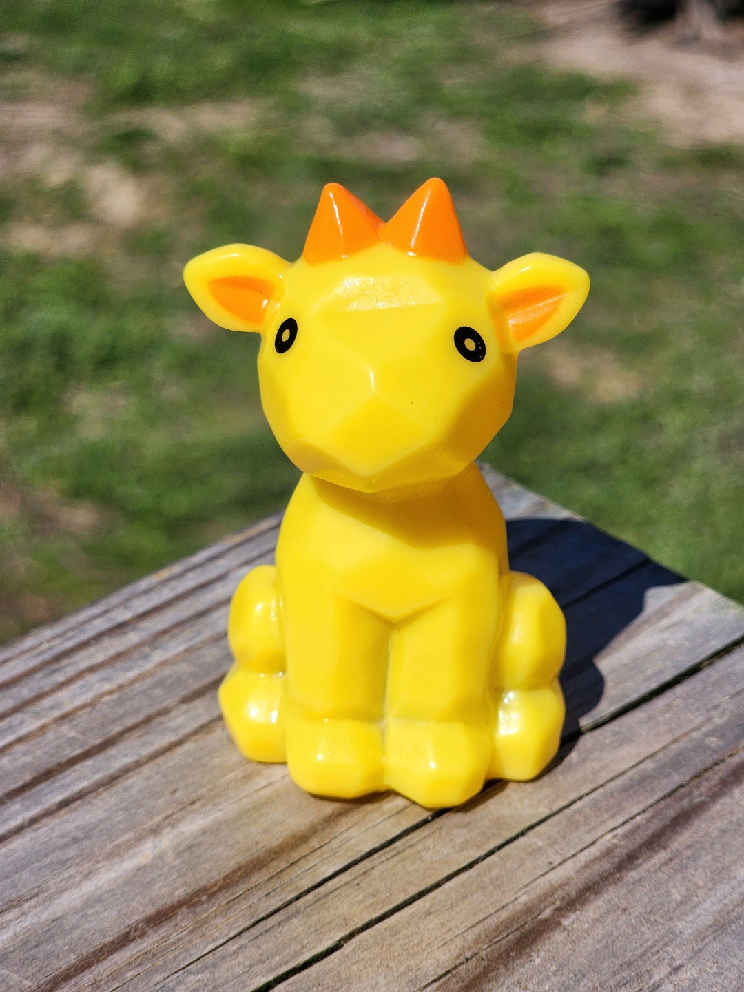Geometric Giraffe Animal Themed Yellow Rubber Animal Rubber Character ...
