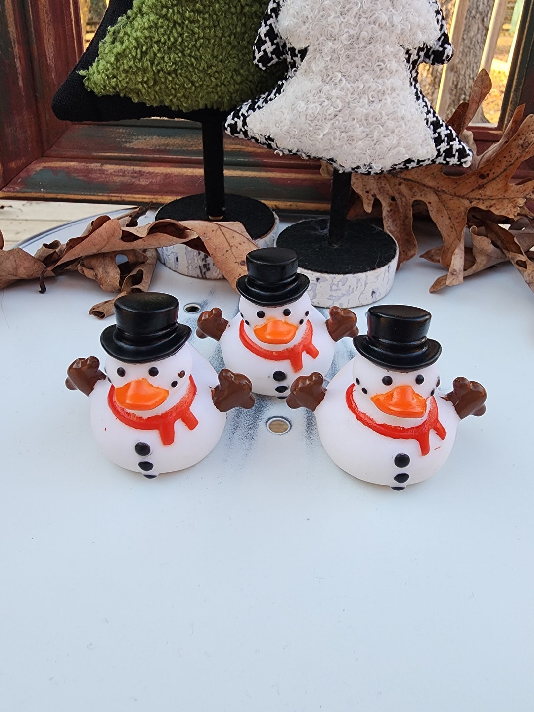 Snowmen Christmas Winter Holiday Themed White Rubber Duck Ducks ...